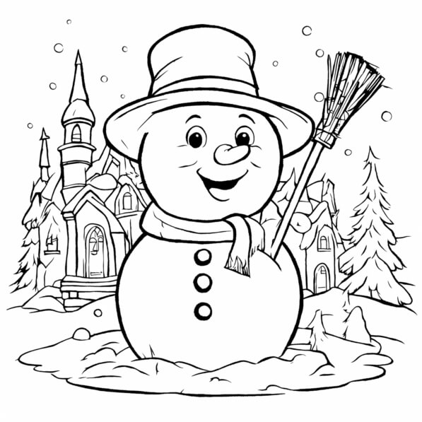 Download Winter Snowman Coloring Page for Kids Coloring pages Online ...