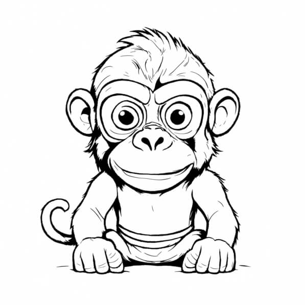 Download Small Monkey Wearing Glasses Coloring pages Online - Creative ...