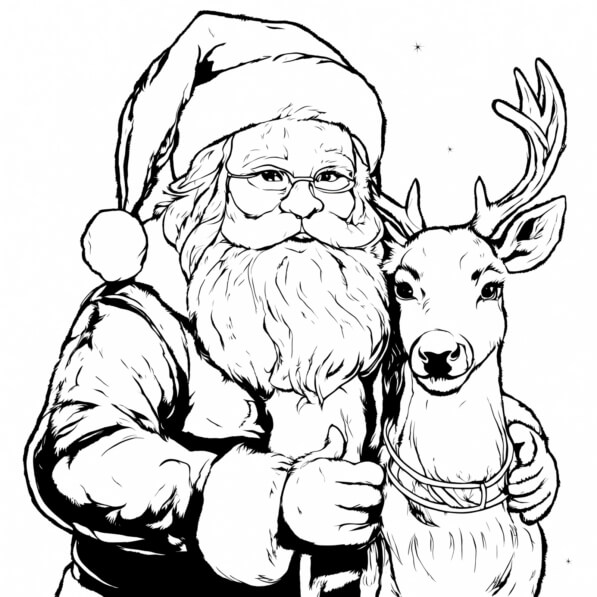 Download Santa Claus and Reindeer Coloring Page Coloring pages Online ...