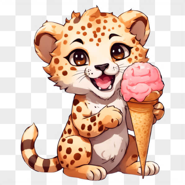 Download Kawaii Cartoon Cheetah with Ice Cream Cone Kawaii Online ...