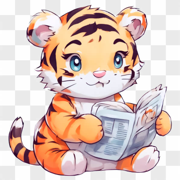 Download Kawaii Cartoon Tiger Reading Newspaper Kawaii Online ...