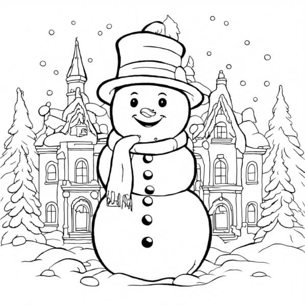Download Winter Snowman Coloring Page Coloring pages Online - Creative ...