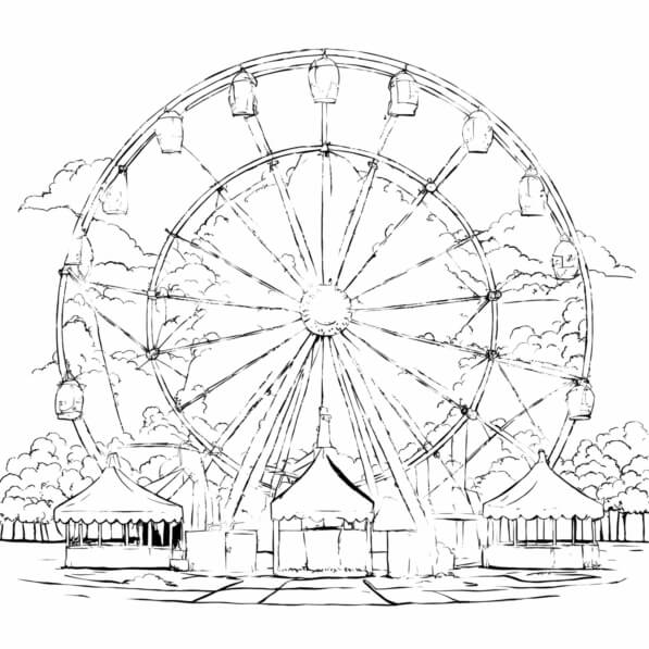 Download Amusement Park Ferris Wheel Drawing Coloring pages Online ...