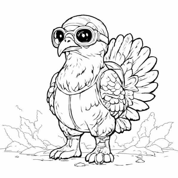 Download Cartoon Bird in Aviator Gear Coloring pages Online - Creative ...