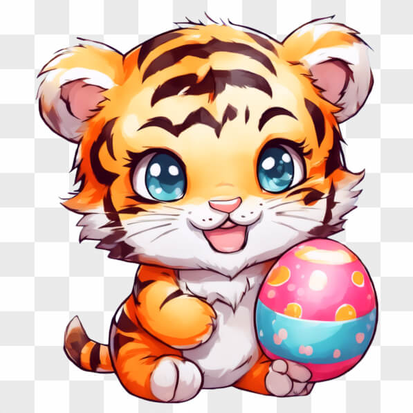 Download Kawaii Cartoon Tiger Holding Easter Egg with Animals Kawaii ...