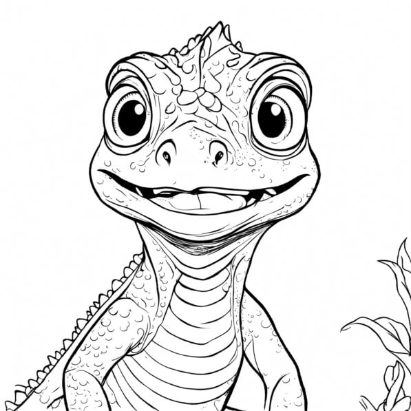 Download Cute Lizard Coloring Page Coloring pages Online - Creative Fabrica