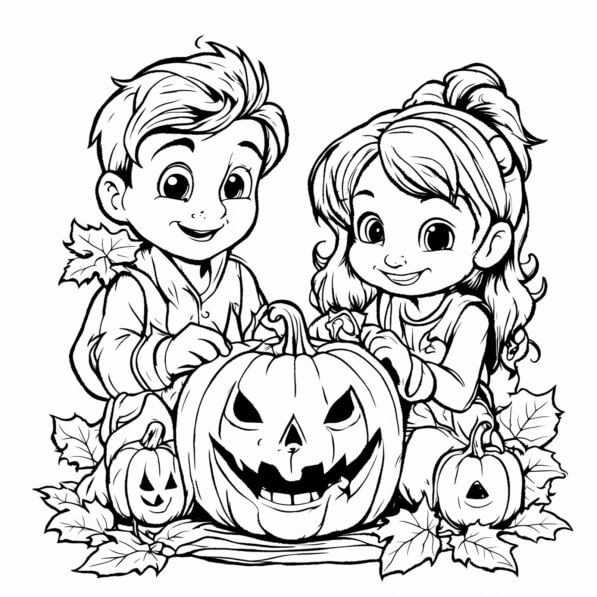 Download Kids Coloring Pages with Pumpkins Coloring pages Online ...
