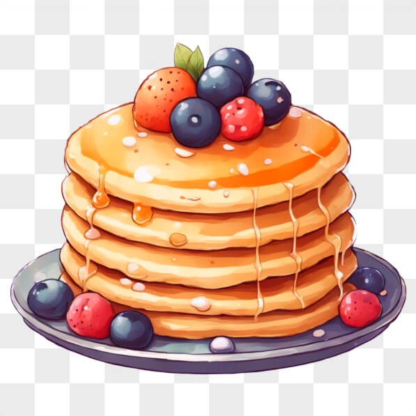 Download Kawaii Pancake Stack with Berries and Syrup Kawaii Online ...