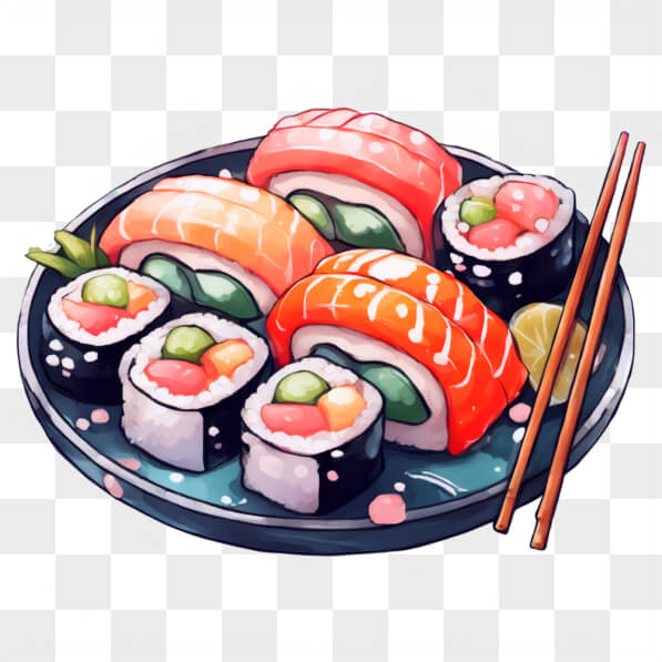 Download Kawaii Sushi Plate with Fresh Fish and Colorful Vegetables ...