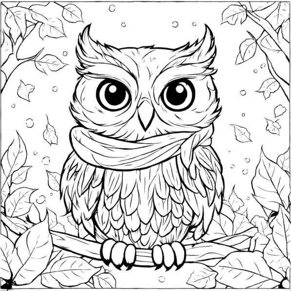 Download Owl on Branch Coloring Page Coloring pages Online - Creative ...