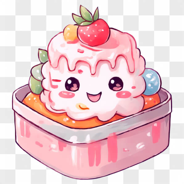 Descarga Sándwich de Helado Rosa Kawaii con Fresas y Crema Batida ...