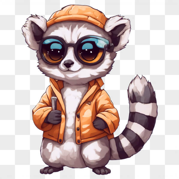Download Kawaii Cartoon Raccoon with Orange Jacket and Sunglasses ...