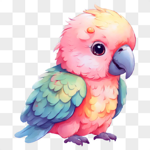 Descarga Lindo loro rosa y azul en percha Kawaii En Línea - Creative ...