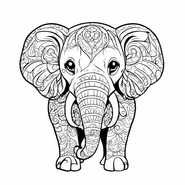 Download Intricately Designed Elephant Coloring Page Coloring pages ...