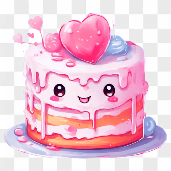 Download Kawaii Cake with Pink Frosting and Heart-Shaped Sprinkles ...