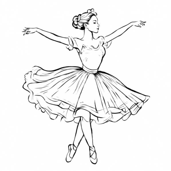 Download Black and White Ballerina Drawing Coloring pages Online ...