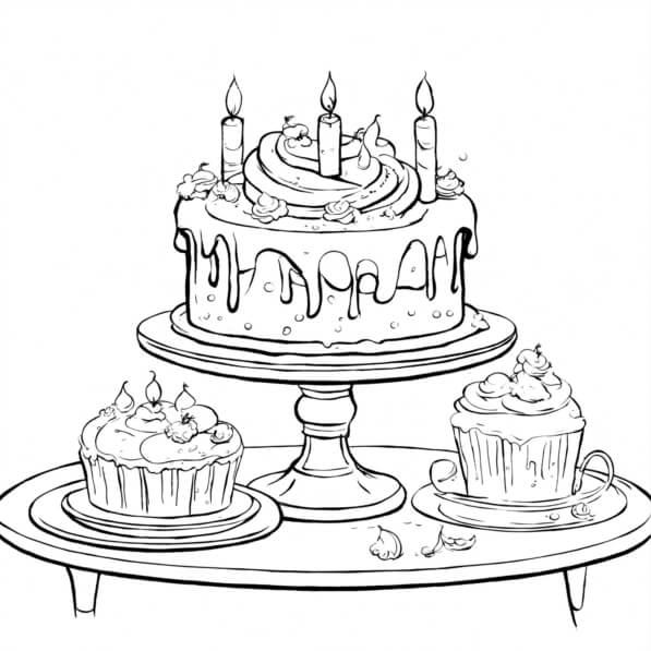 Télécharger Page à colorier du gâteau d'anniversaire festif Pages de ...