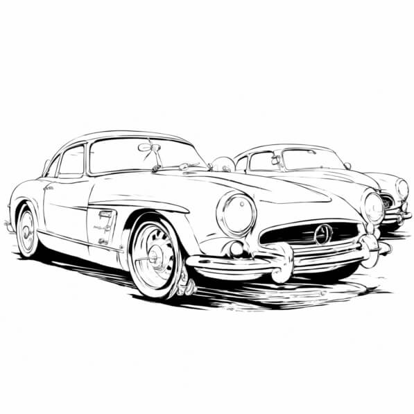 Download Classic Cars Drawing Coloring pages Online - Creative Fabrica