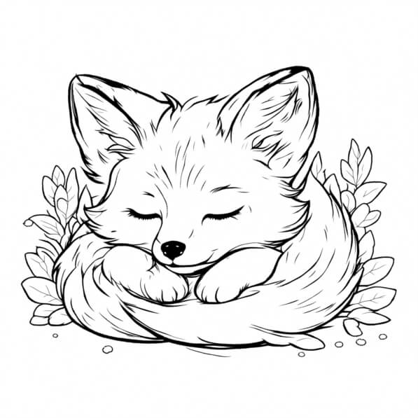 Pobierz narzędzie Śpiący Lis w Liściach Kolorowanki Online – Creative ...