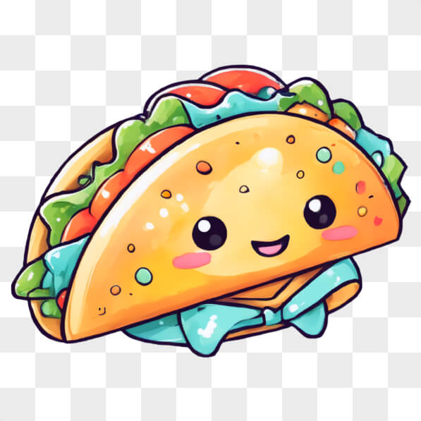 Download Kawaii Cartoon Taco with Bow Tie and Smiley Face Kawaii Online ...