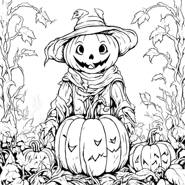 Download Halloween Scarecrow Coloring Page Coloring pages Online ...