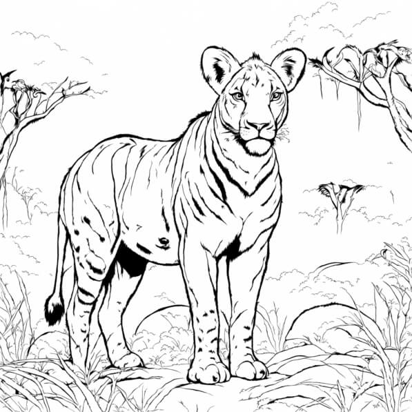 Download Majestic Tiger in the Jungle Coloring pages Online - Creative ...
