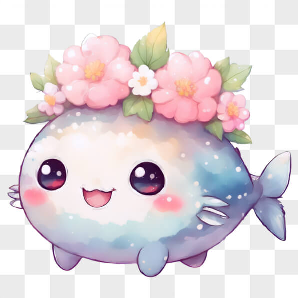 Download Kawaii Fish with Flowers Kawaii Online - Creative Fabrica
