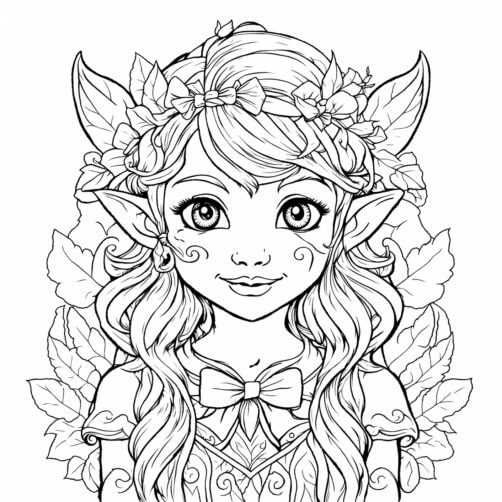 Download Elf Coloring Page with Leaves and Twigs Coloring pages Online ...