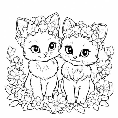Download Two Kittens in a Bowl Coloring Page Coloring pages Online ...
