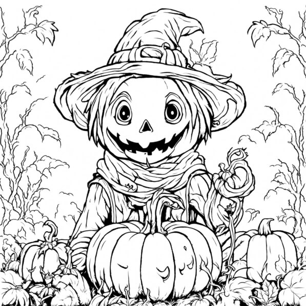 Download Scarecrow Coloring Page in Pumpkin Patch Coloring pages Online ...