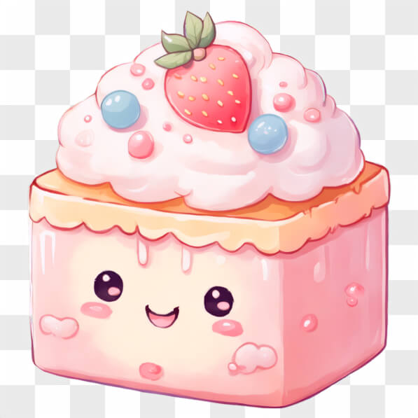 Download Kawaii Pink Cake with Strawberries and Frosting Kawaii Online ...