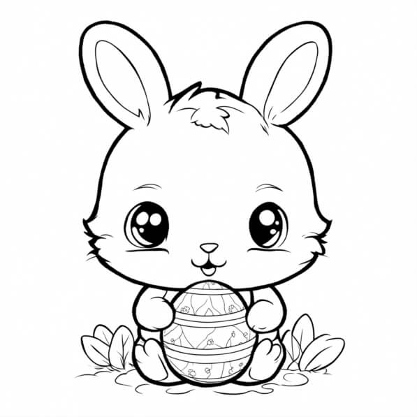 Download Adorable Bunny Holding Easter Egg Coloring pages Online ...