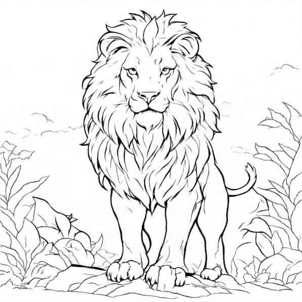 Download Coloring Page: Lion in Jungle Coloring pages Online - Creative ...