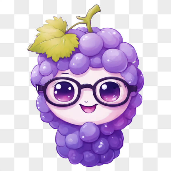 Descarga Uva Morada Kawaii con Gafas Kawaii En Línea - Creative Fabrica