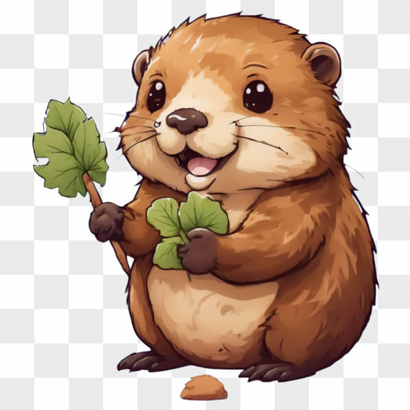 Download Kawaii Cartoon Beaver With Edible Plant Kawaii Online Creative Fabrica