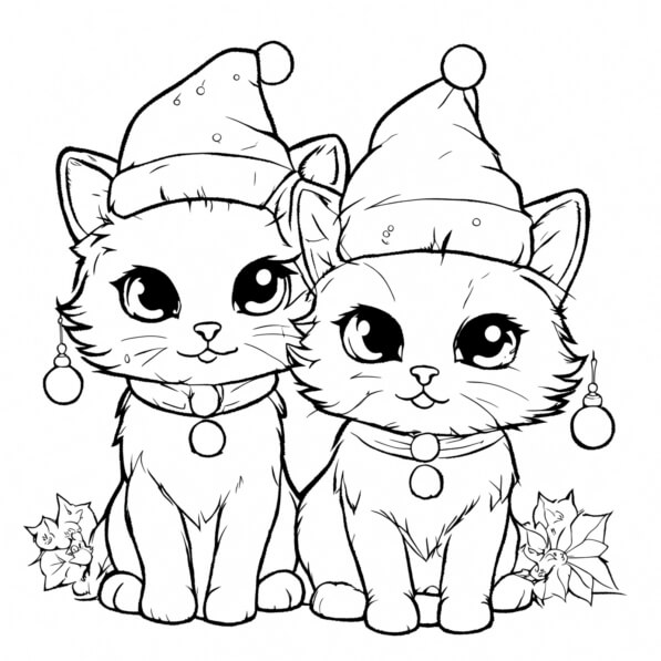 Download Christmas Cats Coloring Page Coloring pages Online - Creative ...