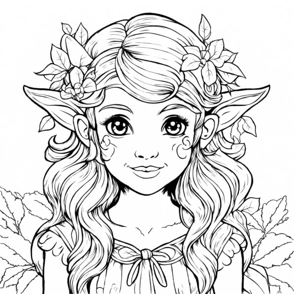 Download Elf Girl Coloring Page Coloring pages Online - Creative Fabrica