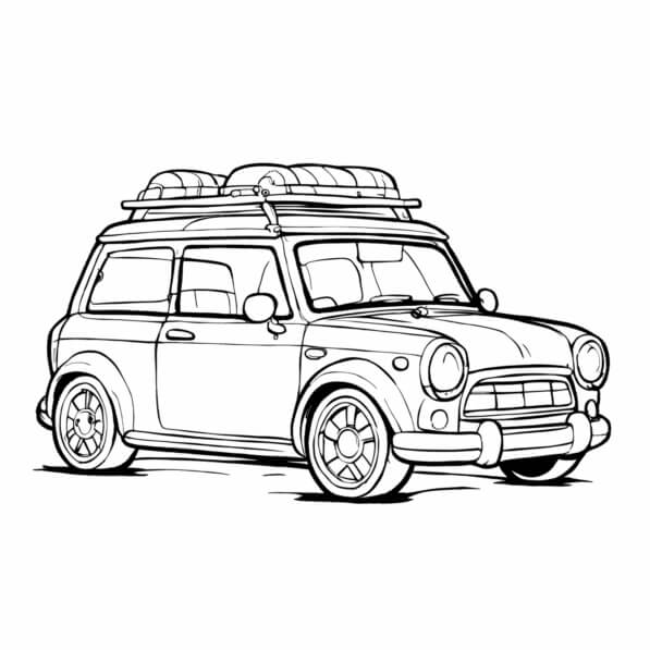 Download Vintage Black and White Drawing of Classic Mini Cooper with ...