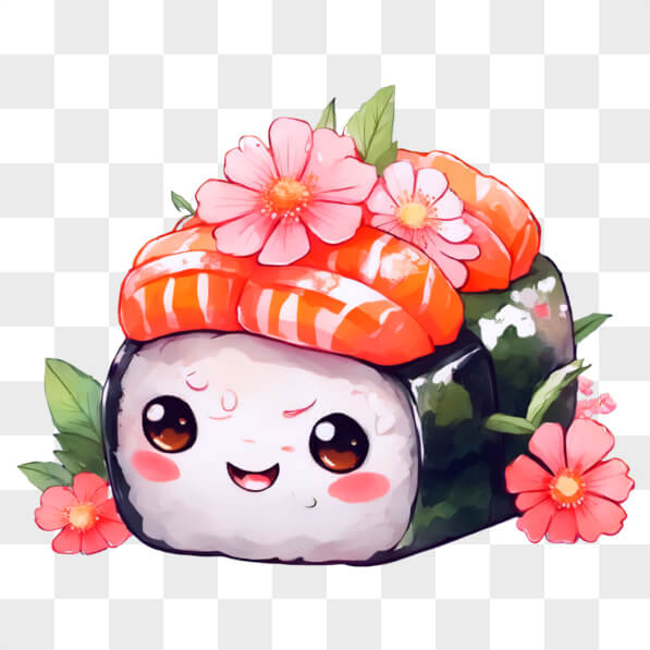 Download Kawaii Sushi Roll with Pink Flowers Kawaii Online - Creative ...