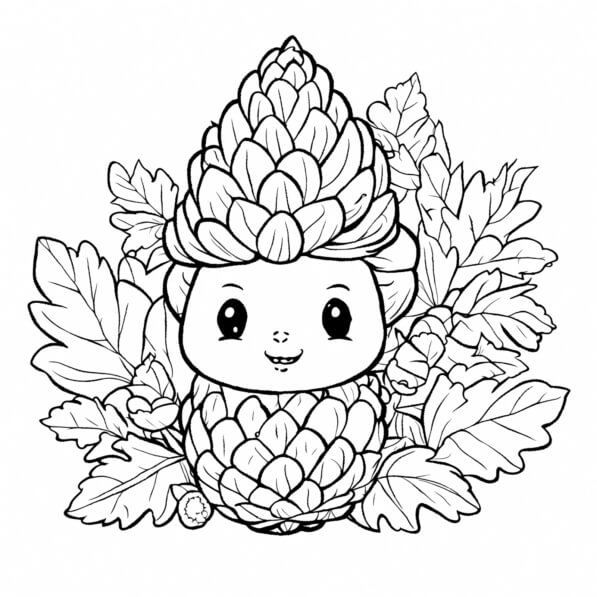 Download Acorn Coloring Page with Girl's Face Coloring pages Online ...
