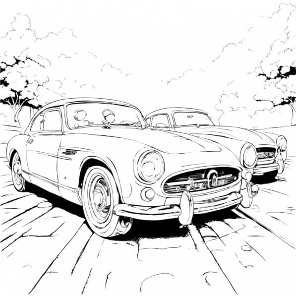 Download Klassieke Auto's Tekening Kleurplaten online op Creative Fabrica