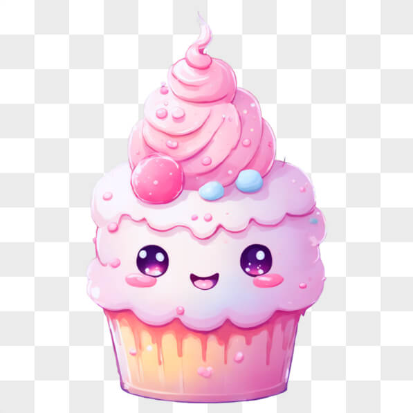 Descarga Cupcake Rosa Kawaii con Cara Sonriente y Ojos Kawaii En Línea ...