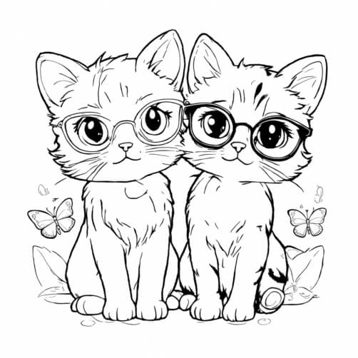 Download Two Kittens in a Bowl Coloring Page Coloring pages Online ...