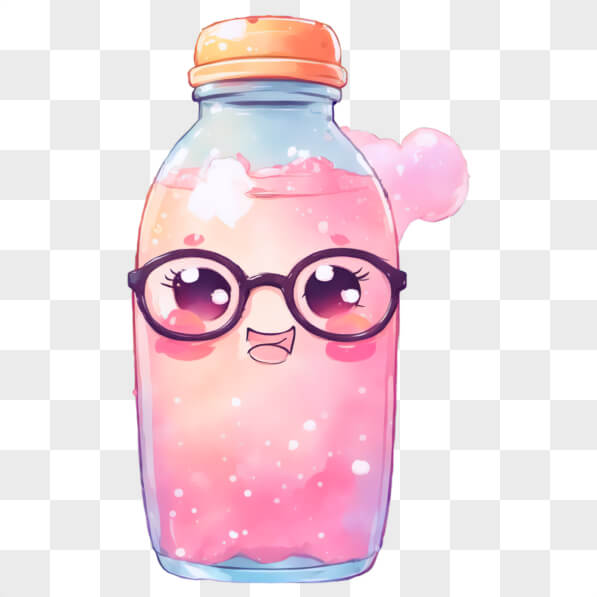 Download Kawaii Pink Beverage Bottle with Glasses Kawaii Online ...