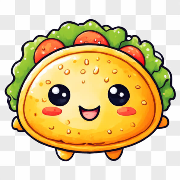 Download Kawaii Cartoon Taco with Eyes and Smiley Face Kawaii Online ...