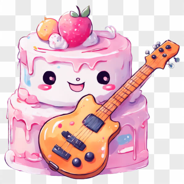 Download Kawaii Cake with Icing, Strawberries, and Electric Guitar ...