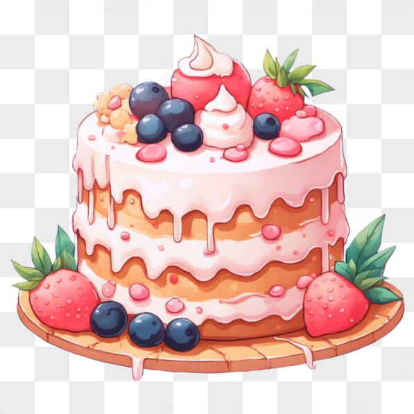 Download Kawaii Cake with Fresh Berries and Icing Kawaii Online ...
