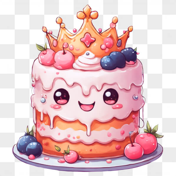 Download Kawaii Cake with Crown and Berries Kawaii Online - Creative ...