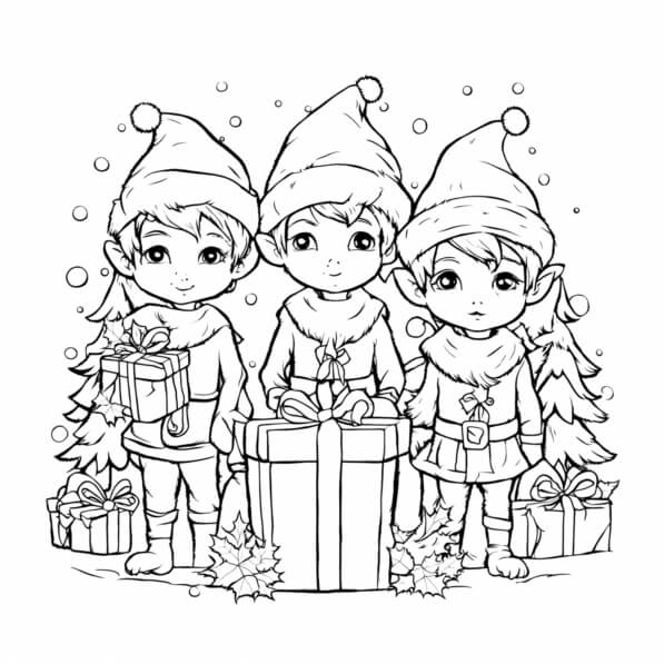 Download Christmas Elves Coloring Page Coloring pages Online - Creative ...