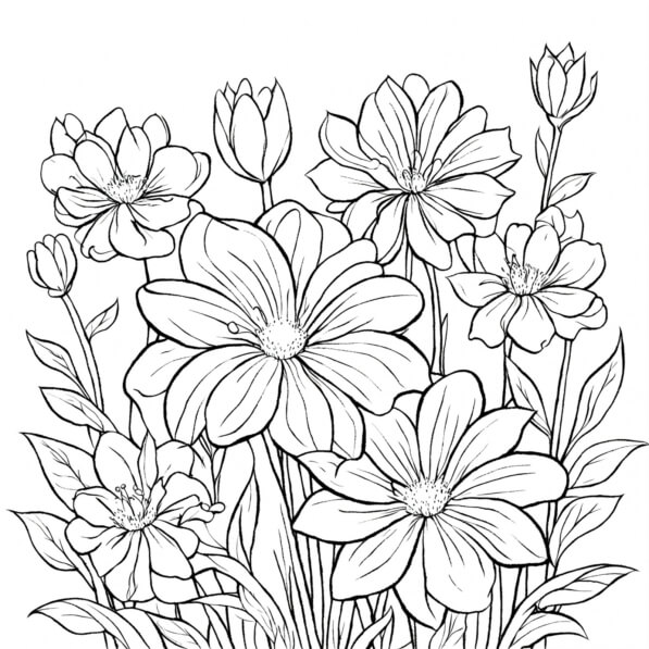 Download Black and White Flower Garden Coloring Page Coloring pages ...
